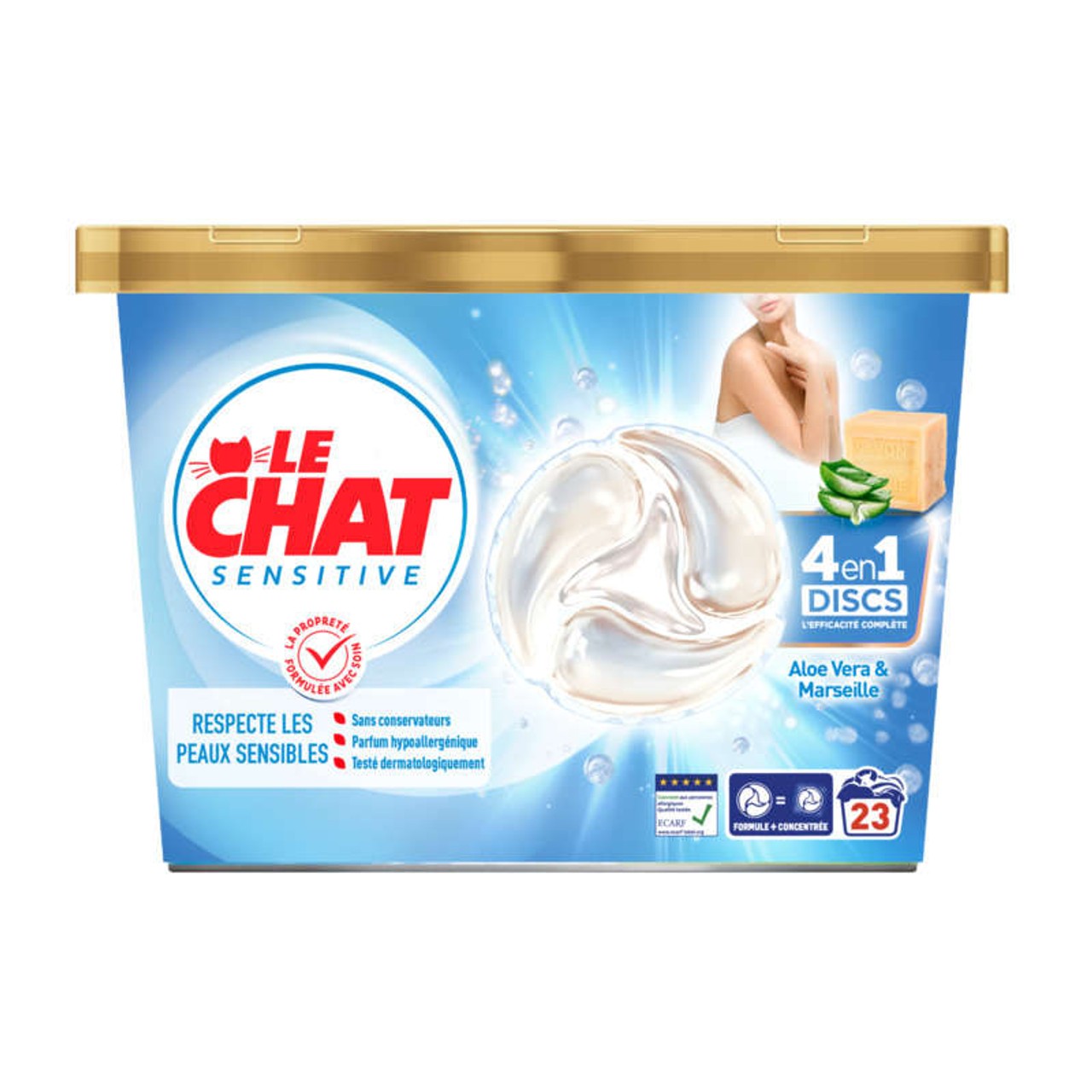 Le Chat Sensitive Discs Lessive Aloe Vera & Savon de Marseille *23 ...