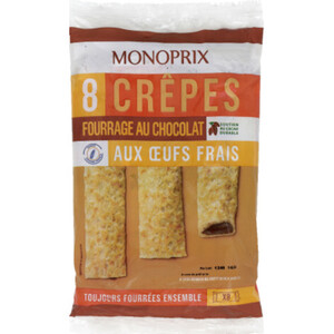 Monoprix Crêpes Fourrées Au Chocolat x8 240g - Monoprix Courses en ...