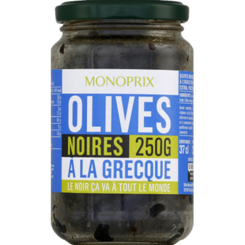 Monoprix Olives noires à la Grecque 250g - Monoprix Courses en ligne et ...