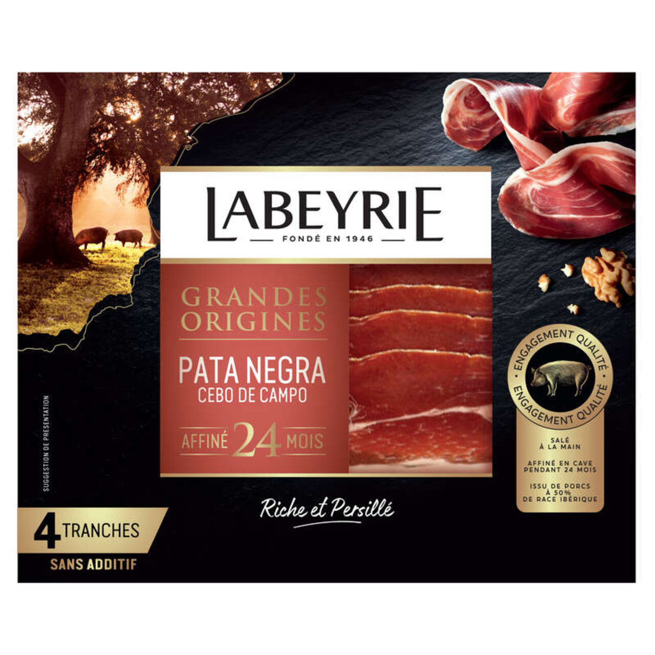 Labeyrie Jambon Pata Negra 24 Mois d'Affinage x4 Tranches Fines ...