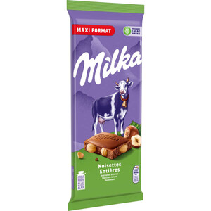 Milka Tablette Chocolat au Lait et aux Noisettes Entières 200g ...