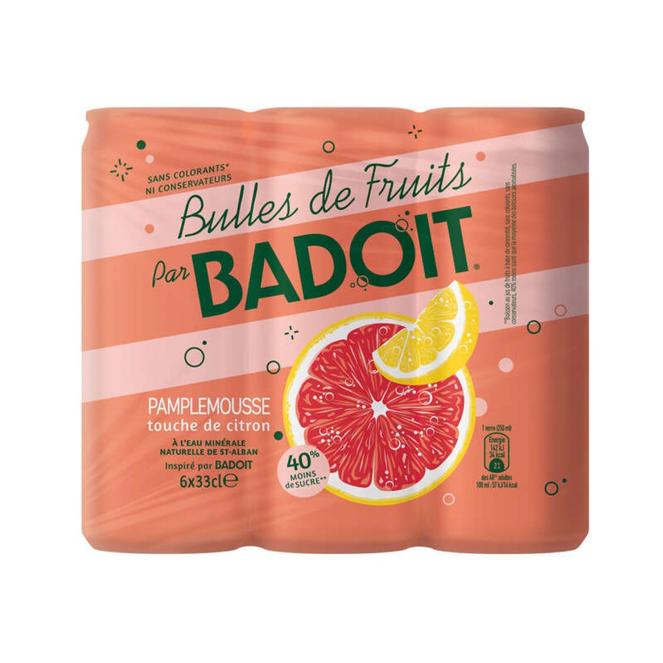 Badoit Bulles de Fruits Pamplemousse touche de citron 6x33cl - Monoprix ...