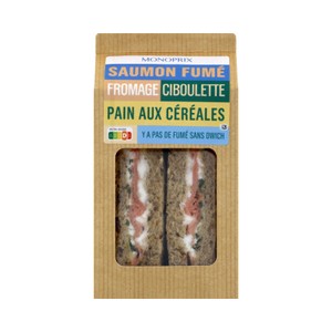 Monoprix Sandwich Céréales Saumon fume ciboulette 160g - Monoprix ...