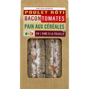 Monoprix Sandwich Poulet Rôti Tomate Pain Céréales 170g - Monoprix ...