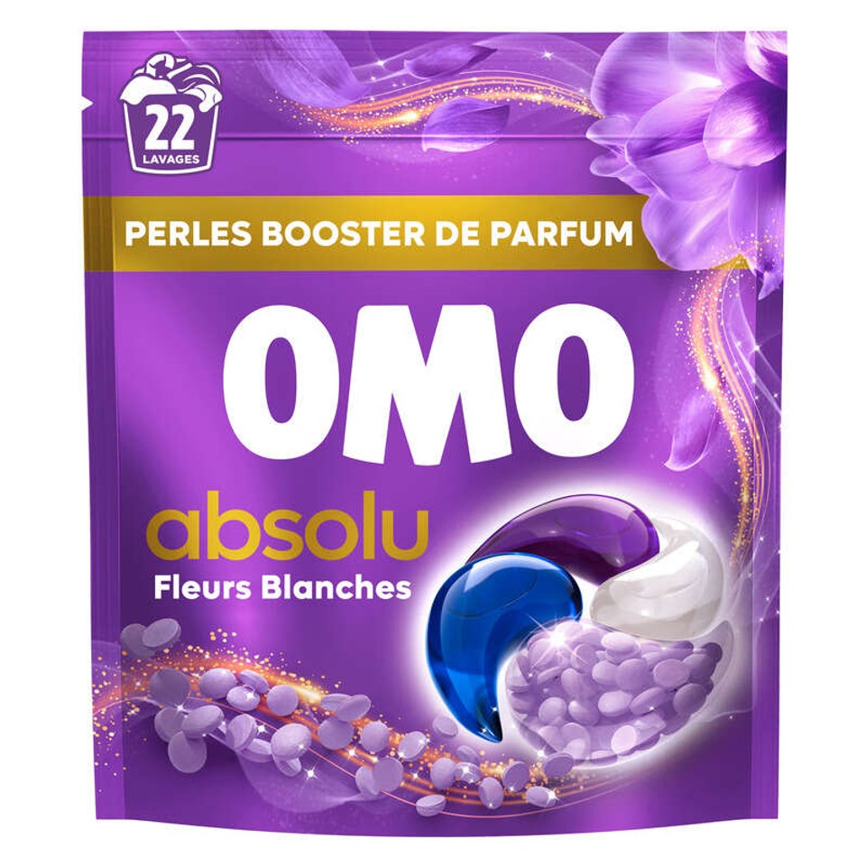 Omo Absolu Lessive Capsules Perles parfumées Fleurs Blanches x22 Lavages 371g - Monoprix Courses ...