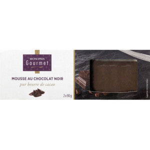Monoprix Gourmet Mousse Au Chocolat Noir Pur Beurre De Cacao 2x90g ...