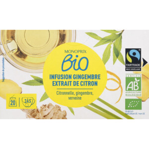 Monoprix Bio Infusion verveine citronnelle & Gingembre 30g - Monoprix ...