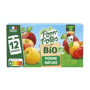 Pom'Potes Compote Pomme nature Bio Le pack de 12x90g - Monoprix Courses ...