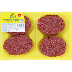 Monoprix Bio Steak haché 15% de Mg 4x125g - Monoprix Courses en ligne ...