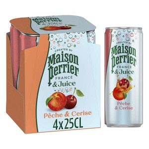 Maison Perrier Boisson Gazeuse Pêche Cerise 4x25cl - Monoprix Courses ...