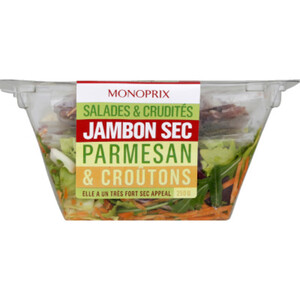 Monoprix Salade & crudités jambon sec parmesan & croûtons 250g ...