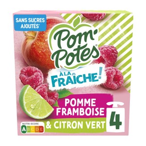 Pom'Potes Compotes à la Fraiche Goût Pomme Framboise Citron 4x90g ...