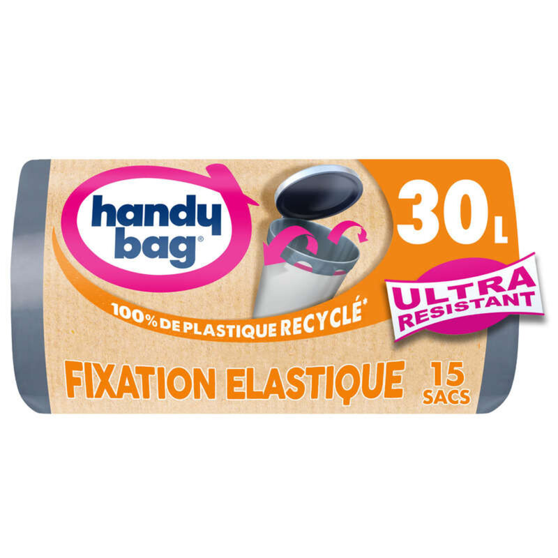 Handy Bag Sacs Poubelle Fixation Élastique Ultra-Résistant 15x30L ...