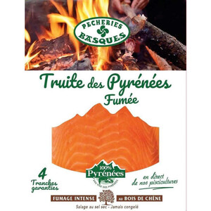 Pêcheries Basques Truite des Pyrénées fumée 4 tranches 120g - Monoprix ...