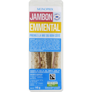 Monoprix Sandwich jambon emmental 145g - Monoprix Courses en ligne et ...