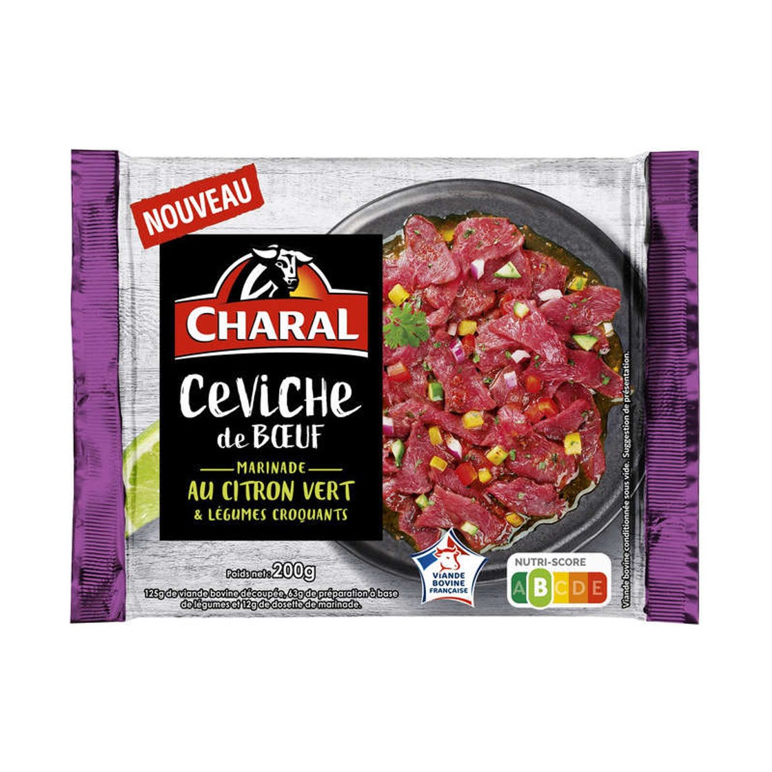 Charal Ceviche de Boeuf au Citron Vert et Légumes Croquants 200g ...