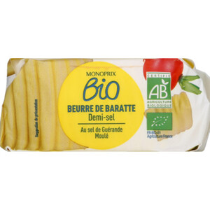 Monoprix Bio Beurre moulé demi-sel 250g - Monoprix Courses en ligne et ...